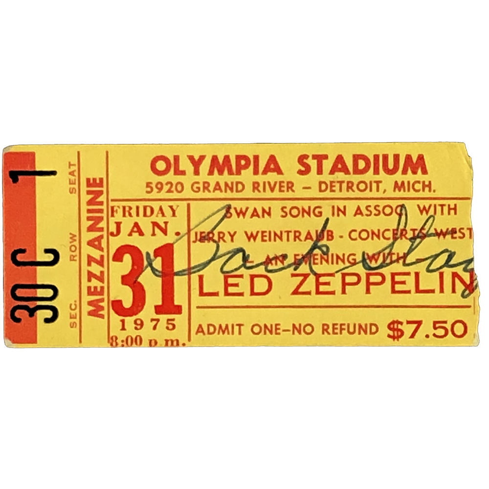 Concert Ticket 1975.01.31 Detroit, MI - Zepfan
