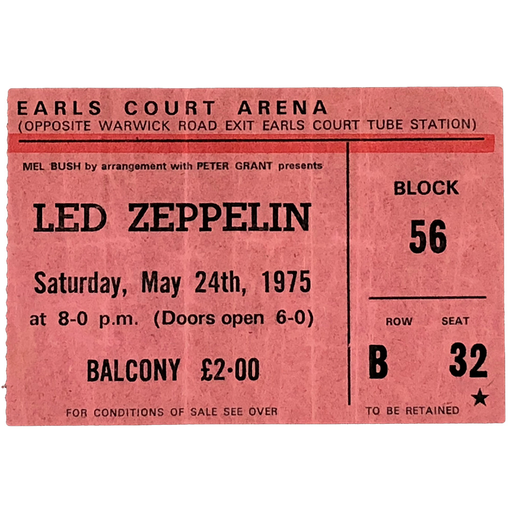 Concert Ticket 1975.05.24 London, UK - Zepfan