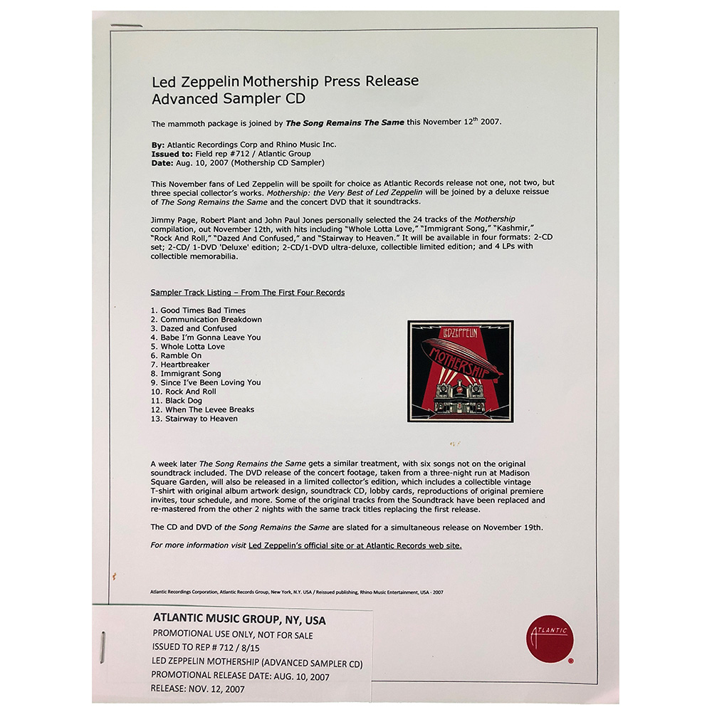 Advance Tapes Led Zeppelin Coda Cd Cover