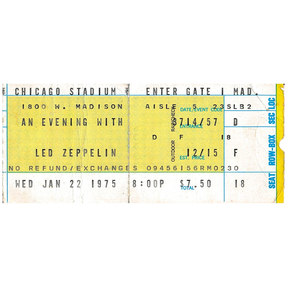 Concert Ticket 1975.01.22 Chicago, IL - Zepfan