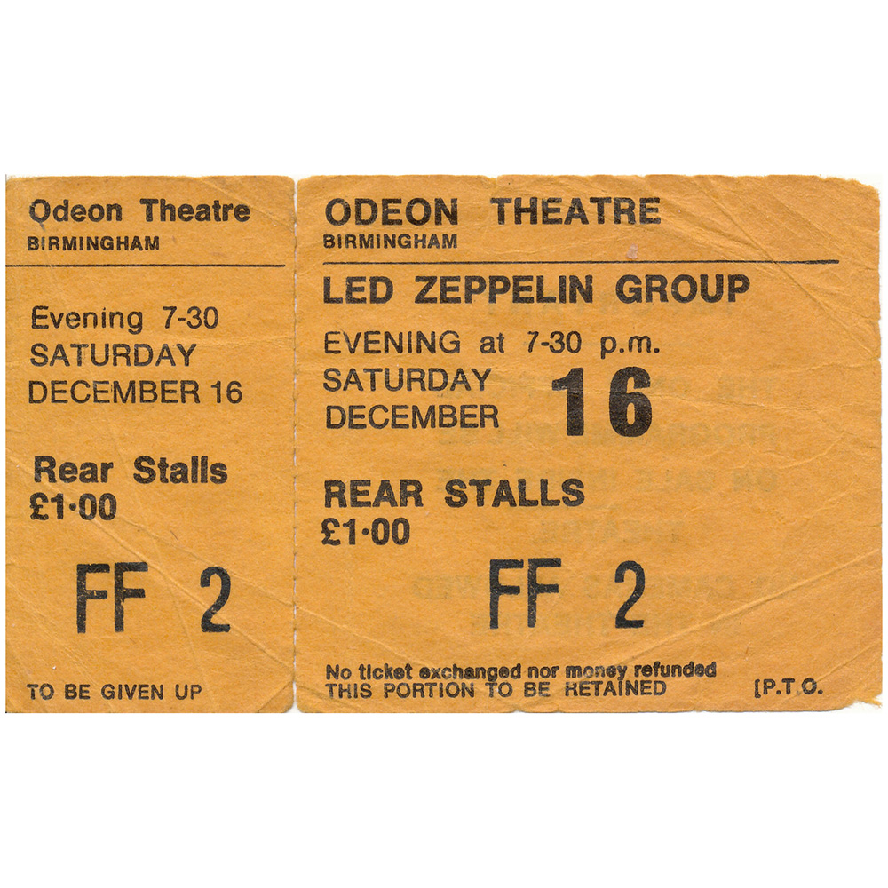 Concert Ticket 1972.12.16 Birmingham, UK - Zepfan