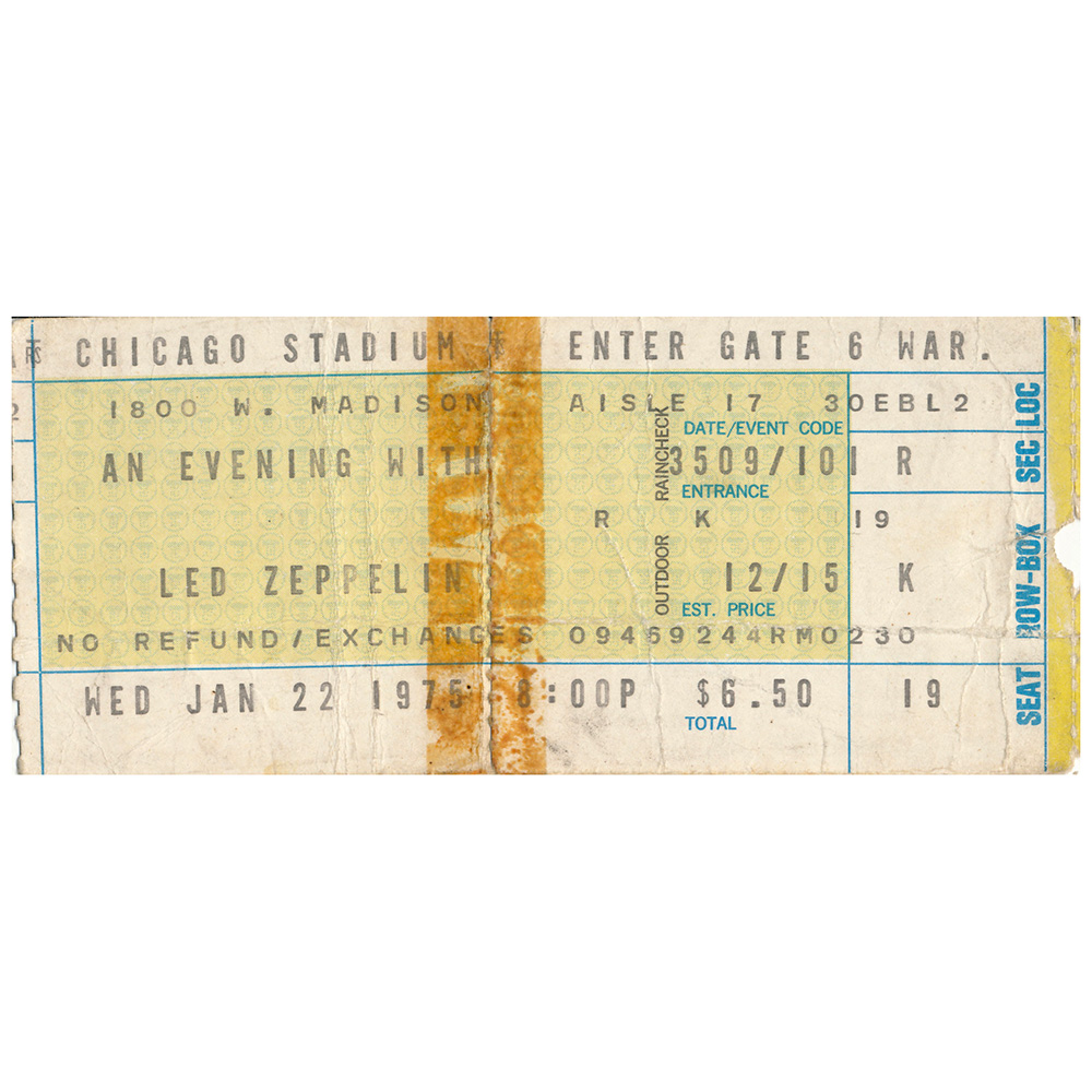 Concert Ticket 1975.01.22 Chicago, IL - Zepfan